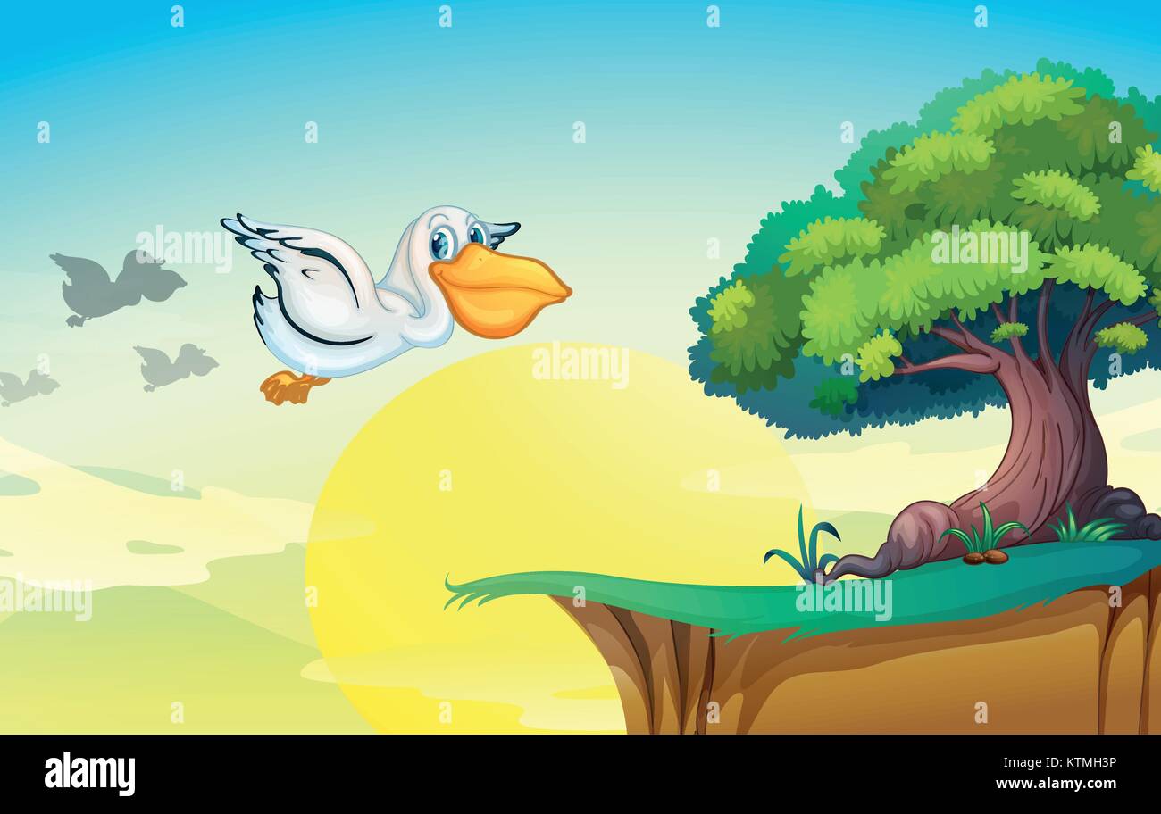 illustration of a pelican flying in nature Stock Vector Image & Art - Alamy