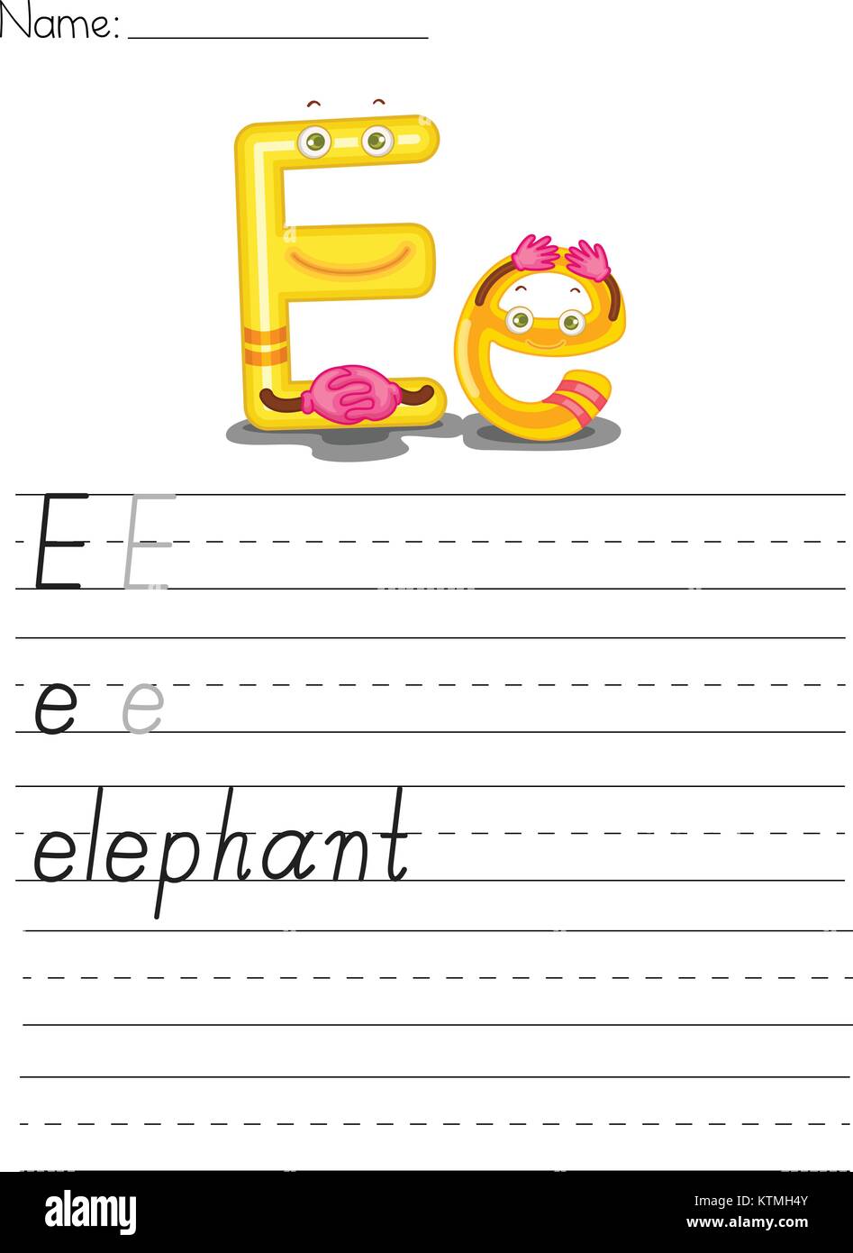 Illustrated alphabet worksheet of the letter e Stock Vector Image & Art ...