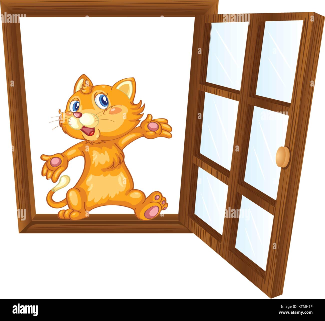 detailed illustration of a cat in a window Stock Vector Image & Art - Alamy
