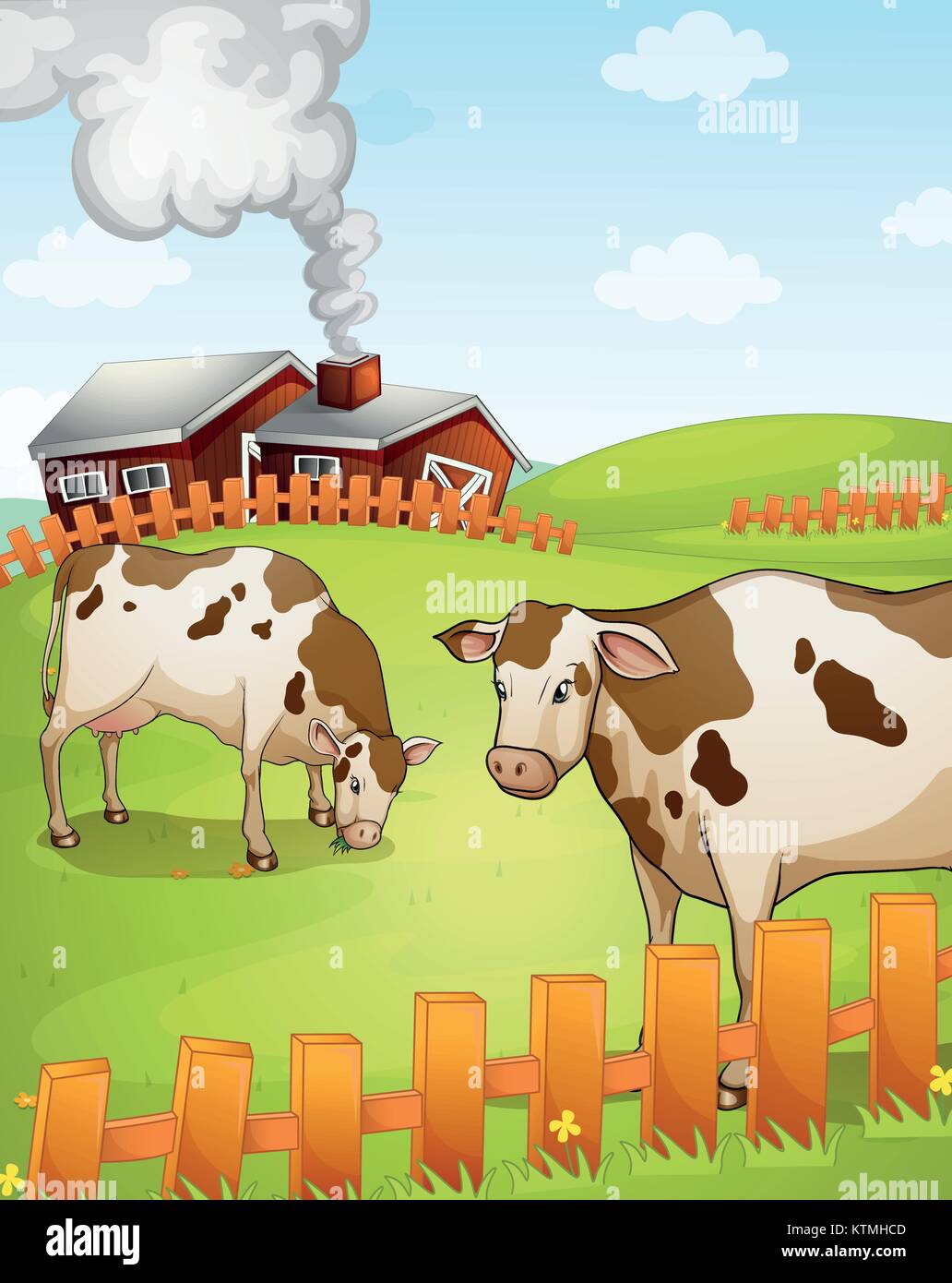 Two cows in barn Stock Vector Images - Alamy