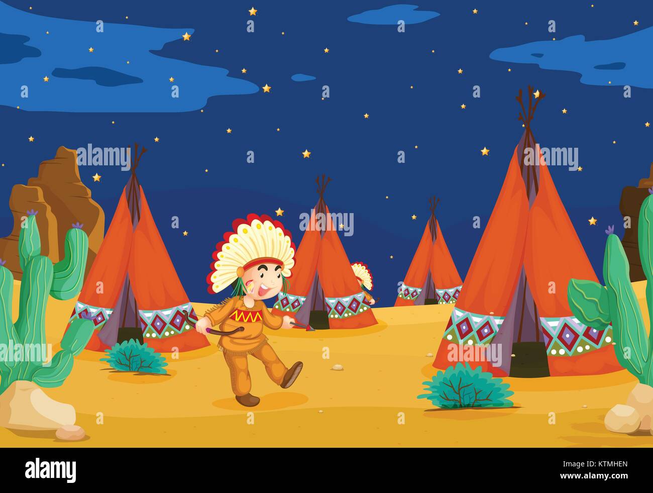 illustration of a tent house and a kid Stock Vector Image & Art - Alamy