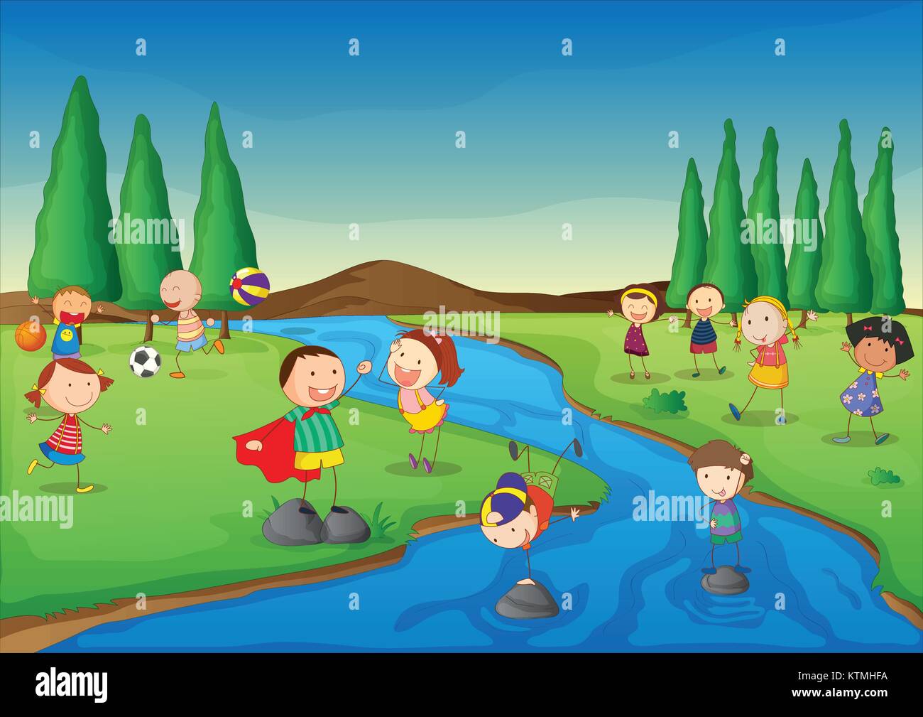 Illustration of a river scene Stock Vector Image & Art - Alamy