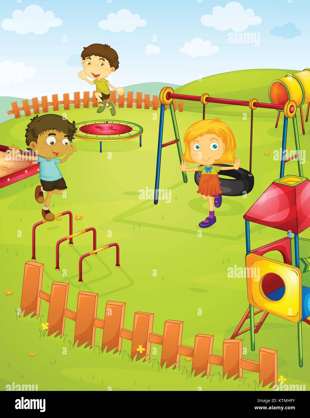 Illustration of children in the playground Stock Vector Image & Art - Alamy