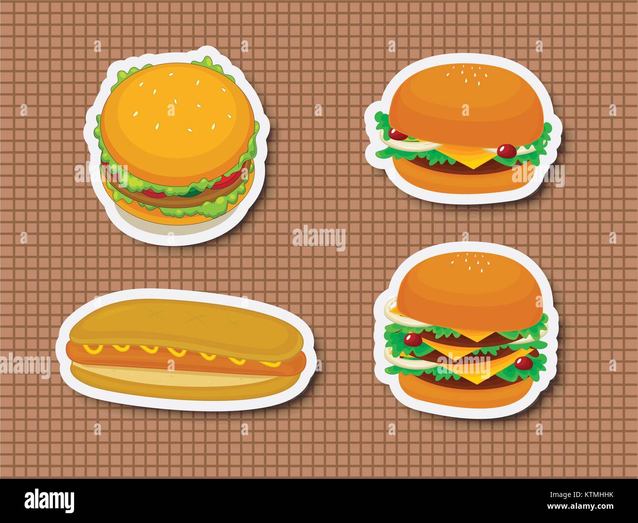 Illustration of fast food stickers Stock Vector Image & Art - Alamy