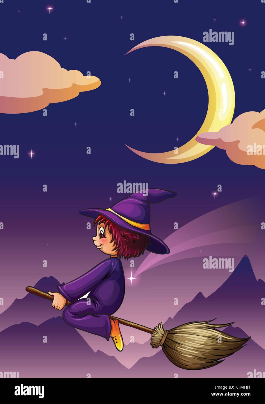 illustration of a witch on a broom Stock Vector Image & Art - Alamy