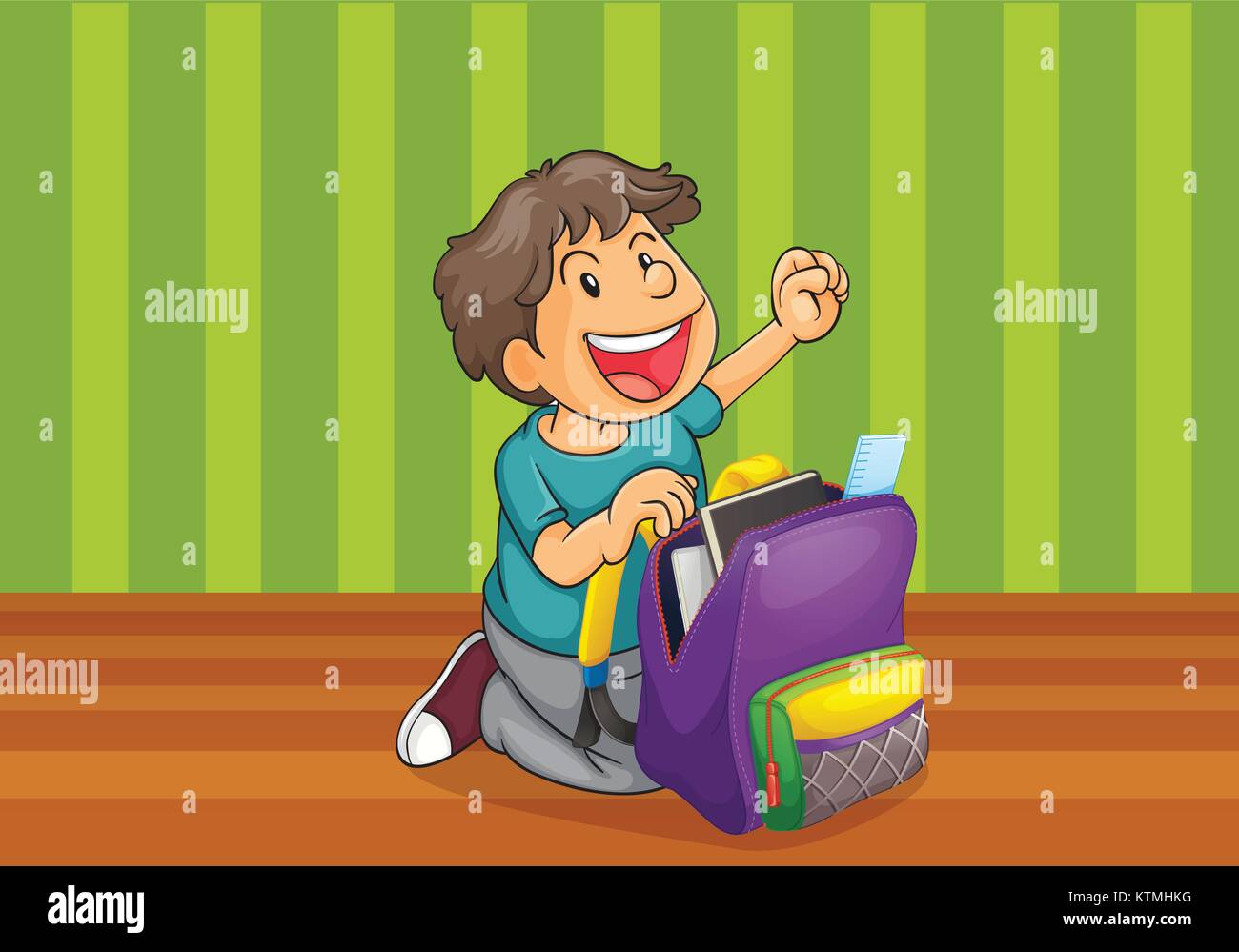 illustration of a boy with school bag Stock Vector Image & Art - Alamy
