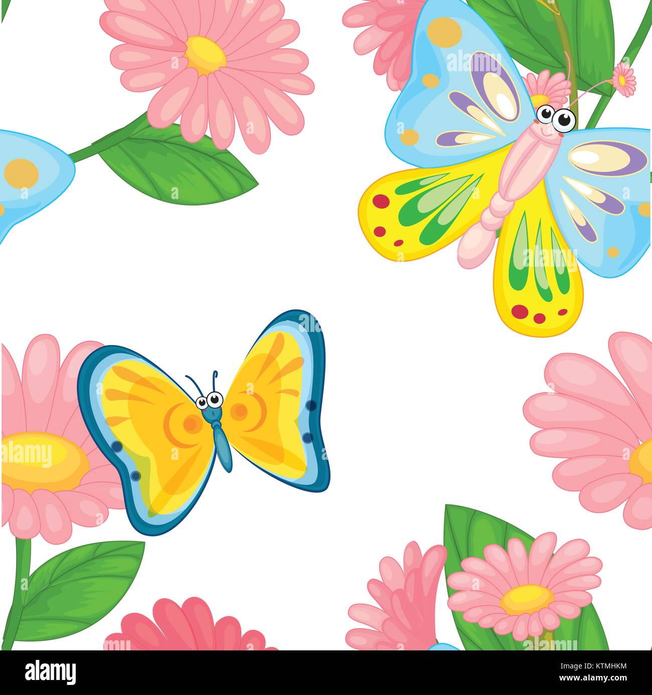 Cartoon Images Of Flowers And Butterflies