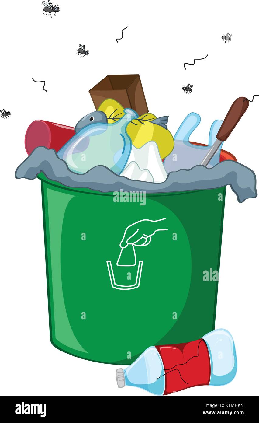 Green trash bin full Stock Vector Images - Alamy