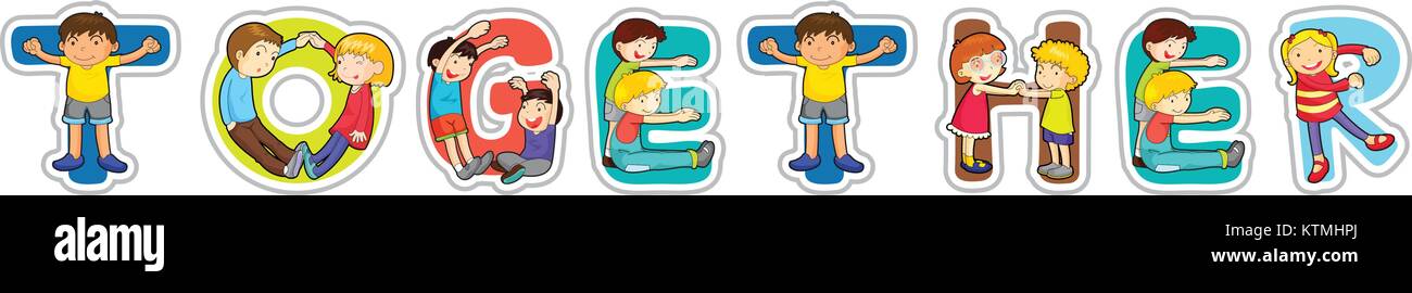 illustration of english word together on a white background Stock ...