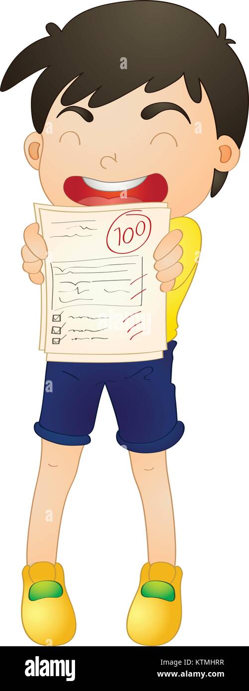 illustration of a boy showing marks on a white background Stock Vector ...