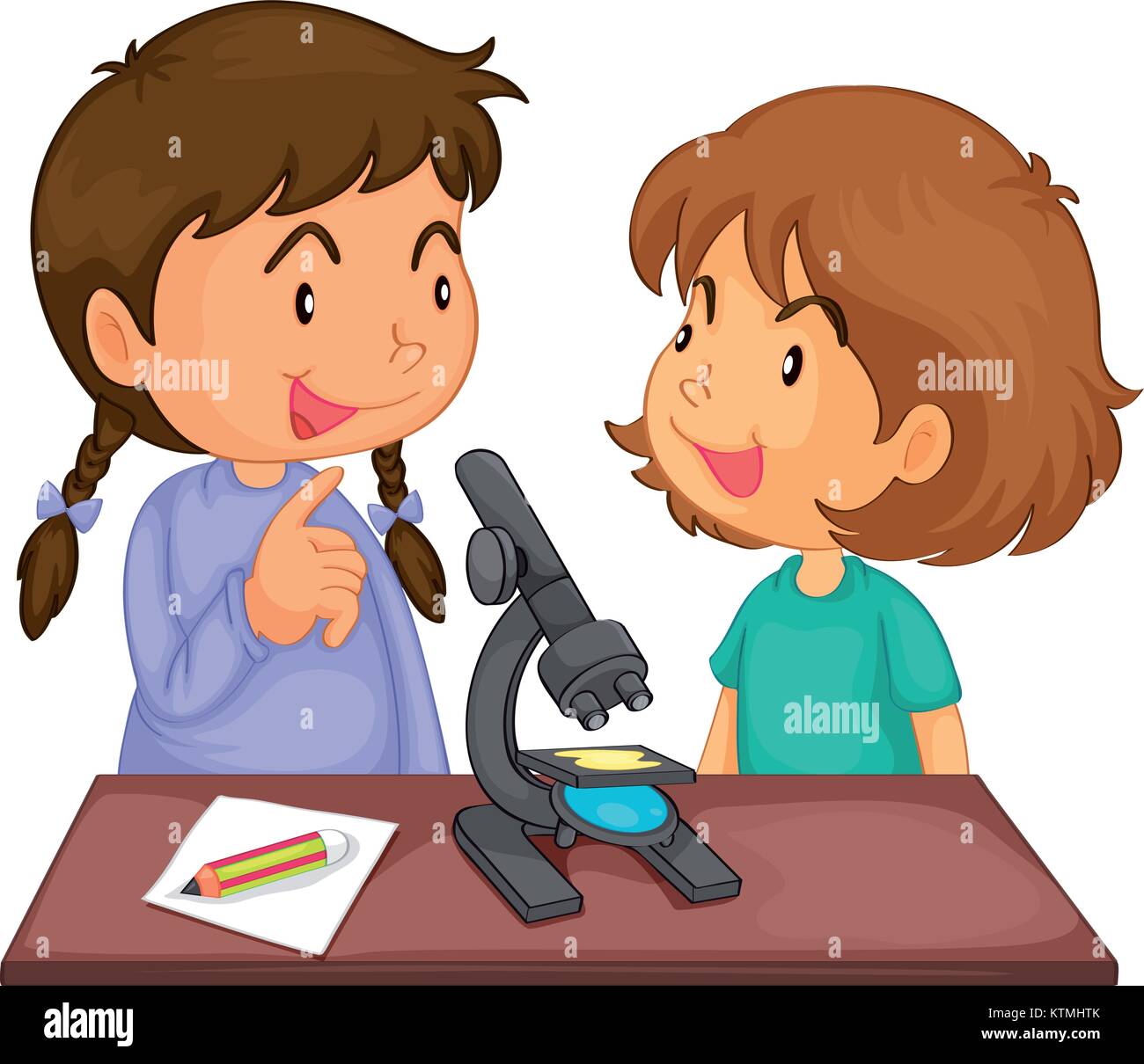 Students using microscope Stock Vector Images - Alamy