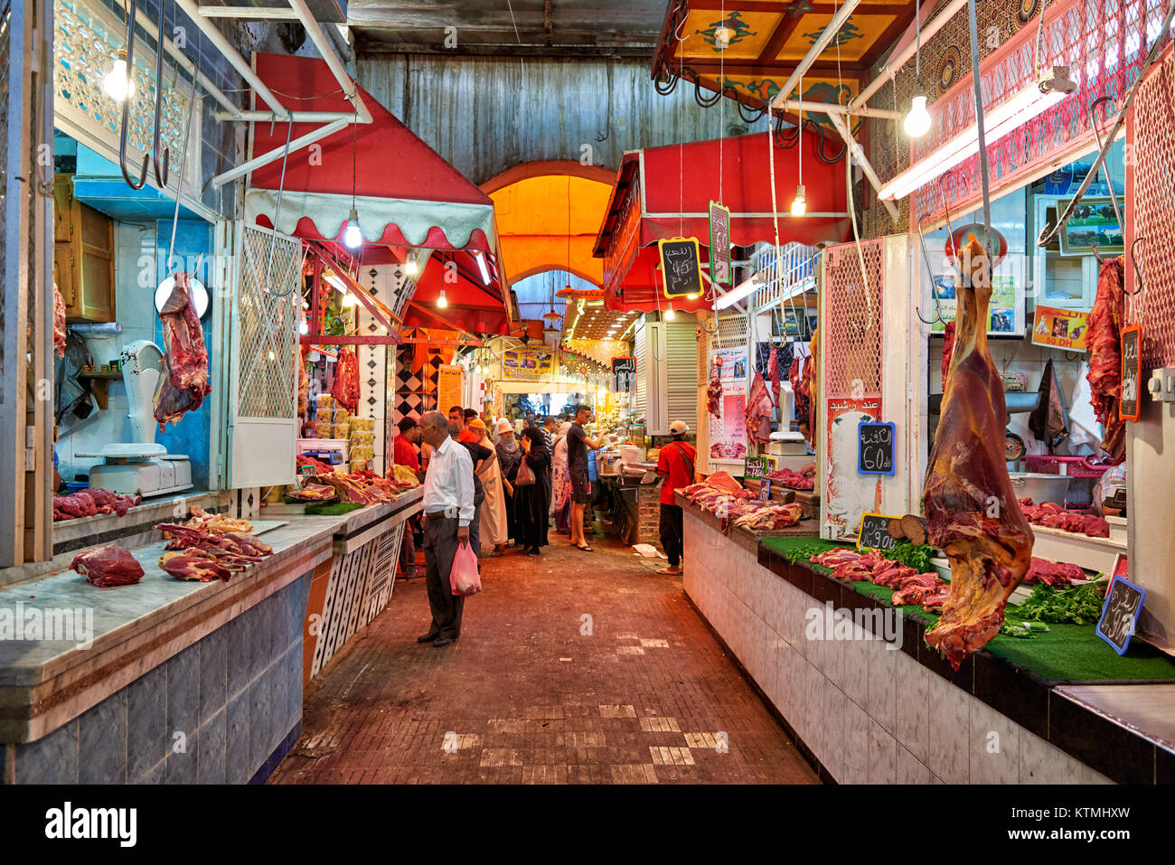 butchery on food market of Meknes, Morocco, Africa Stock Photo - Alamy