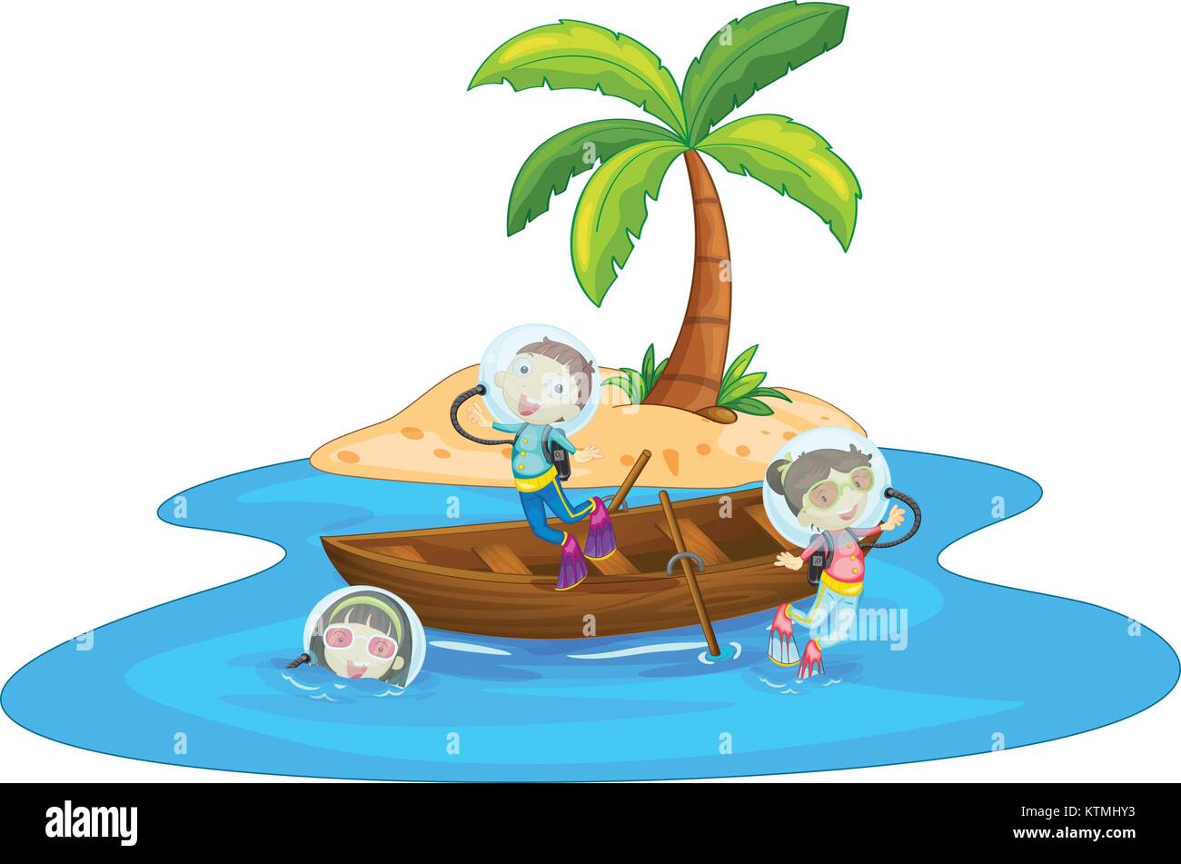 Kids boating Stock Vector Images - Alamy