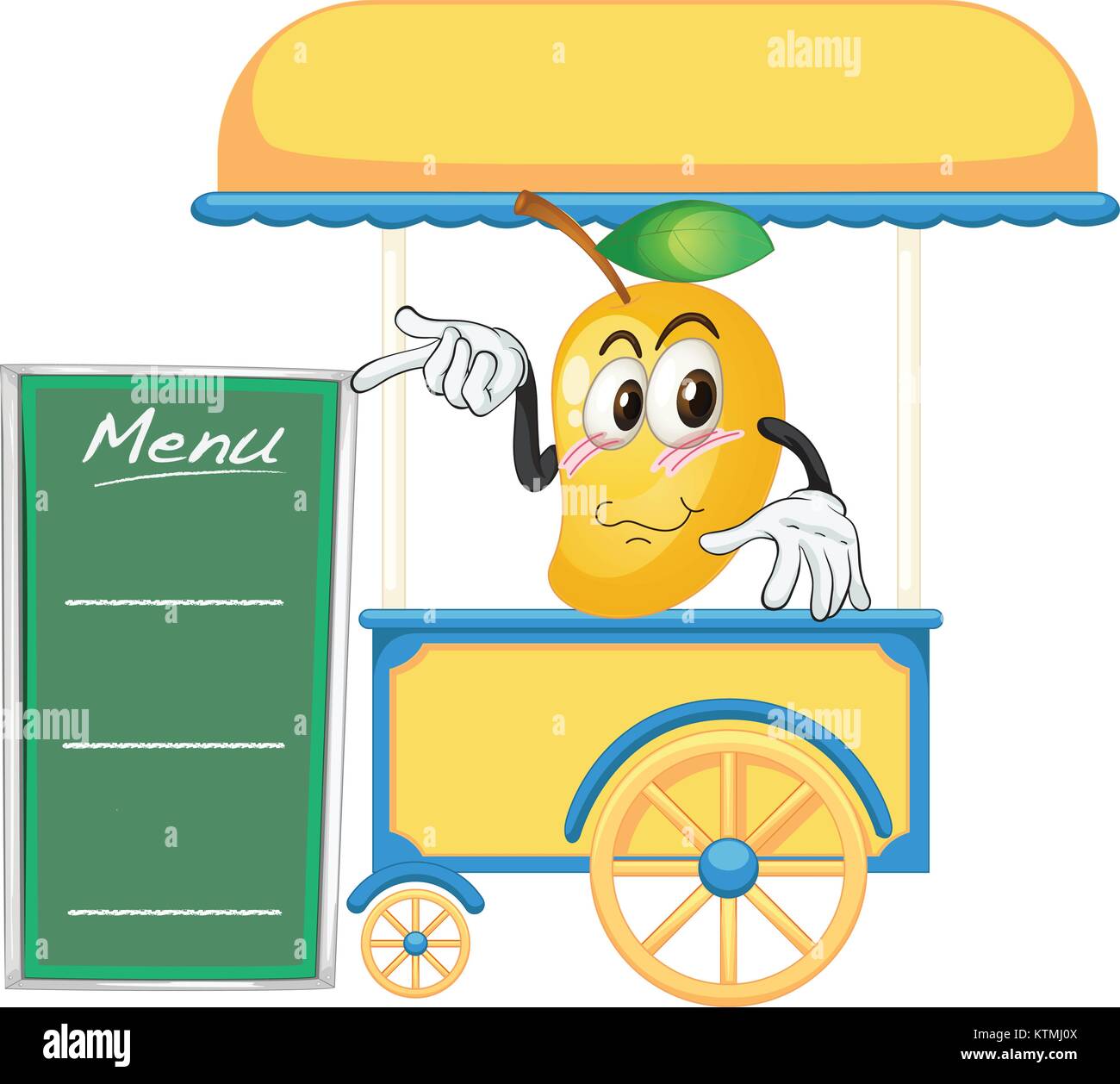 illustration of a cart stall and a mango on a white background Stock ...