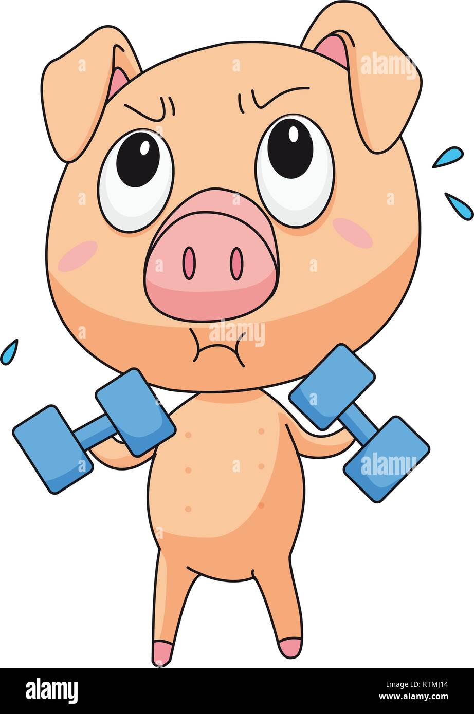 Illustration of pig lifting weights Stock Vector Image & Art - Alamy