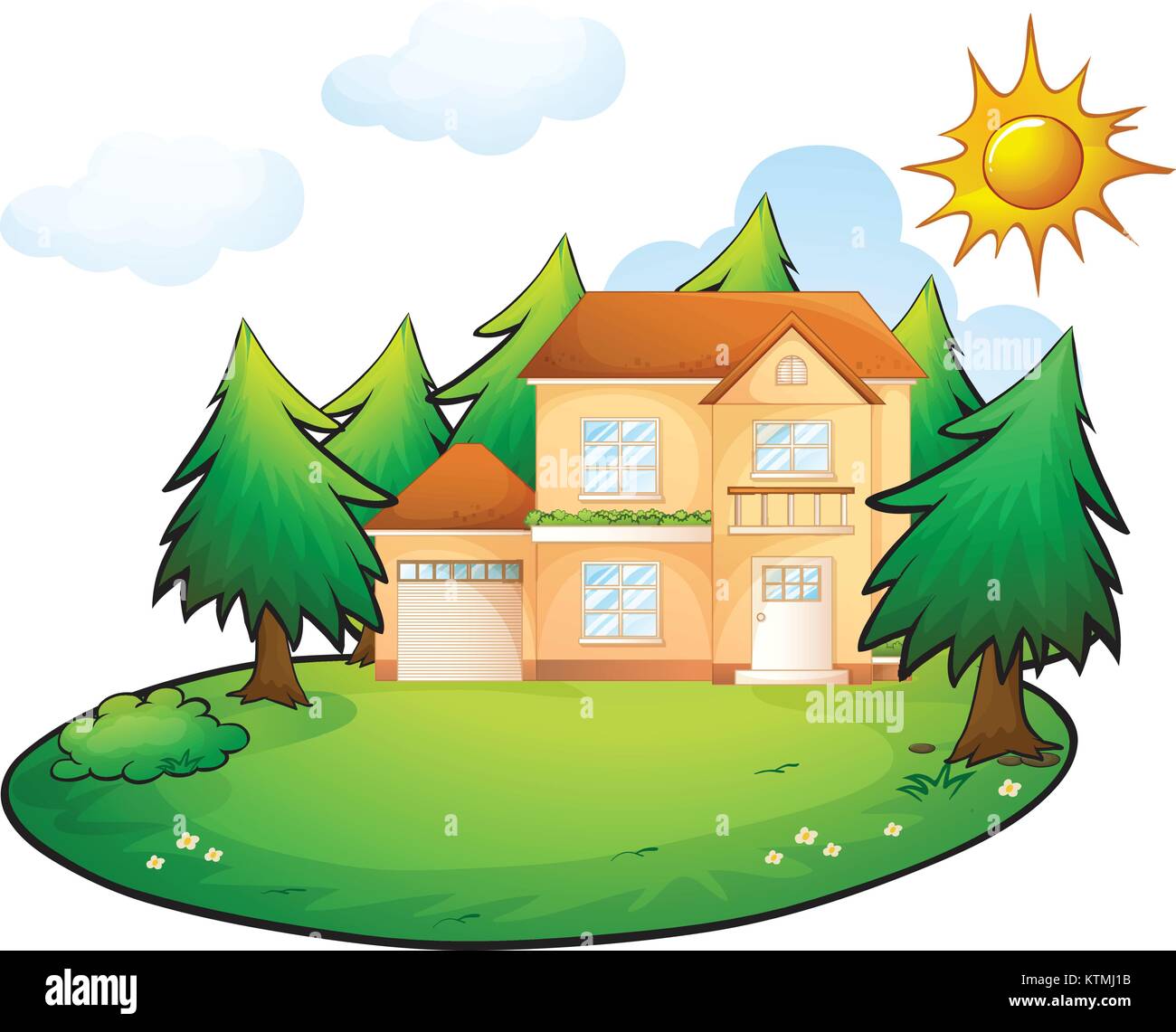 illustration of a house in a beautiful nature Stock Vector Image & Art ...