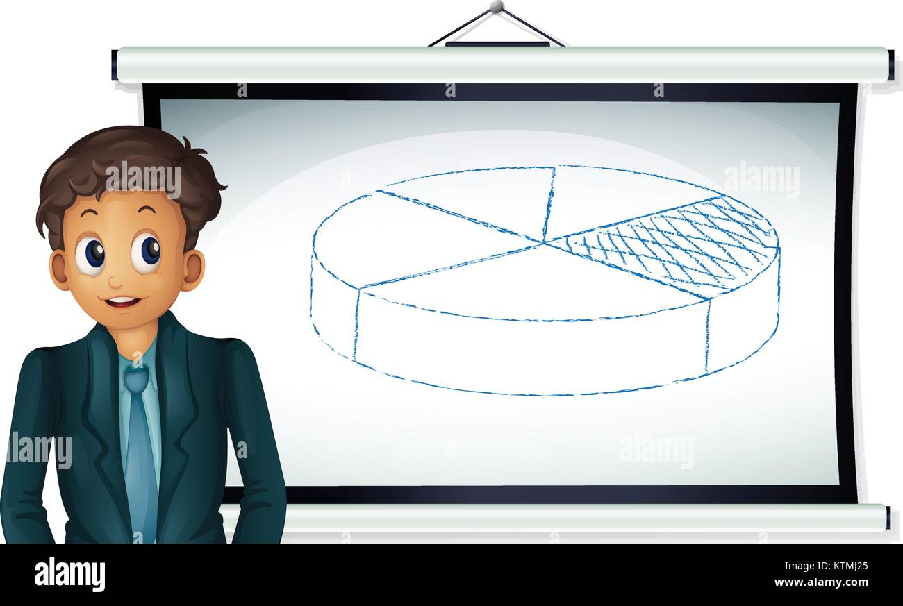 Illustration of a business man presenting a chart Stock Vector Image ...