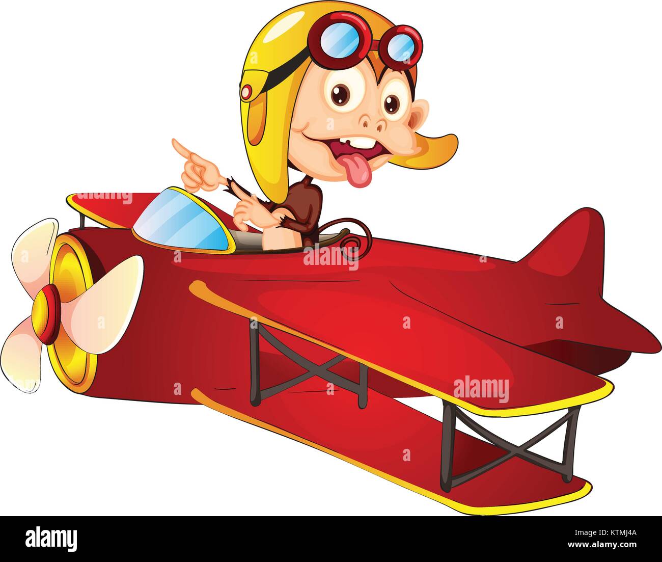 illustration of a monkey driving aircraft on a white background Stock ...