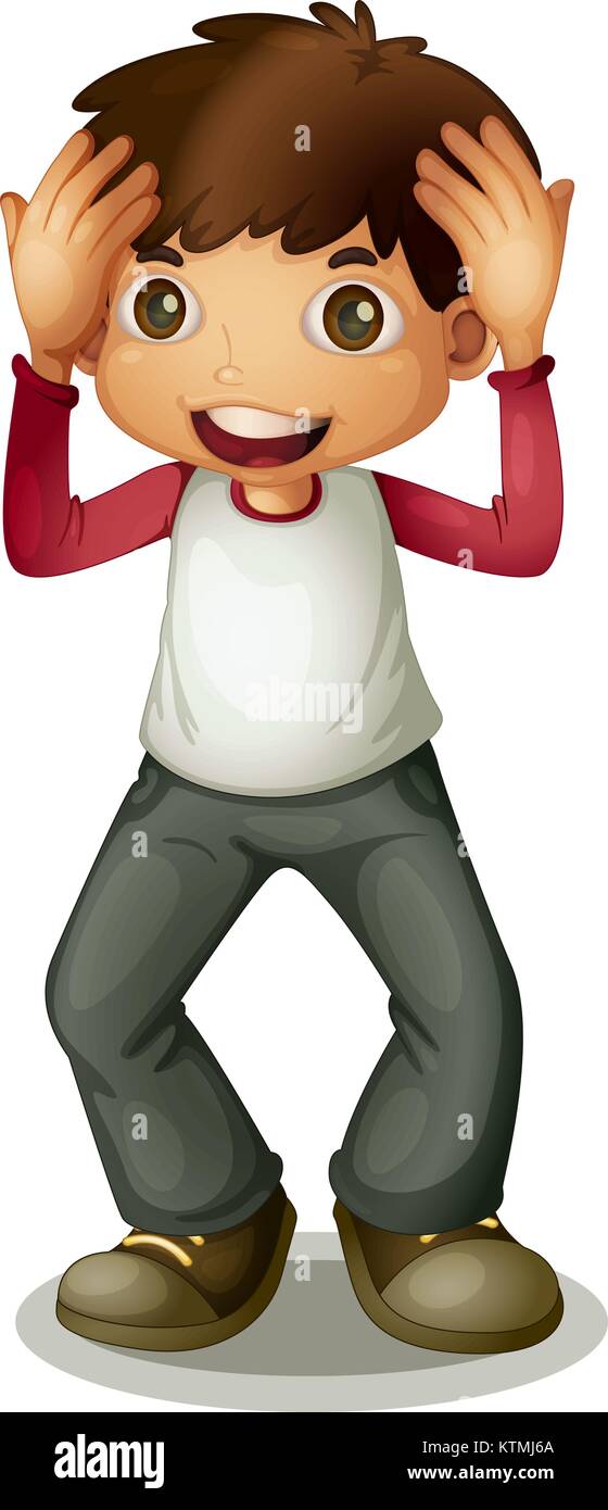 Young boy holding his head Stock Vector Image & Art - Alamy