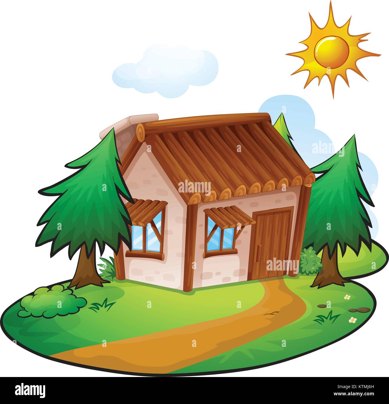 illustration of a house in a beautiful nature Stock Vector Image & Art ...