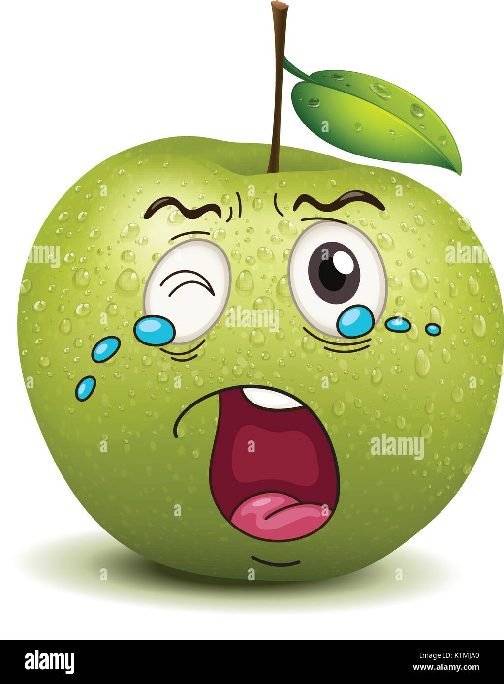 illustration of crying apple smiley on a white background Stock Vector ...