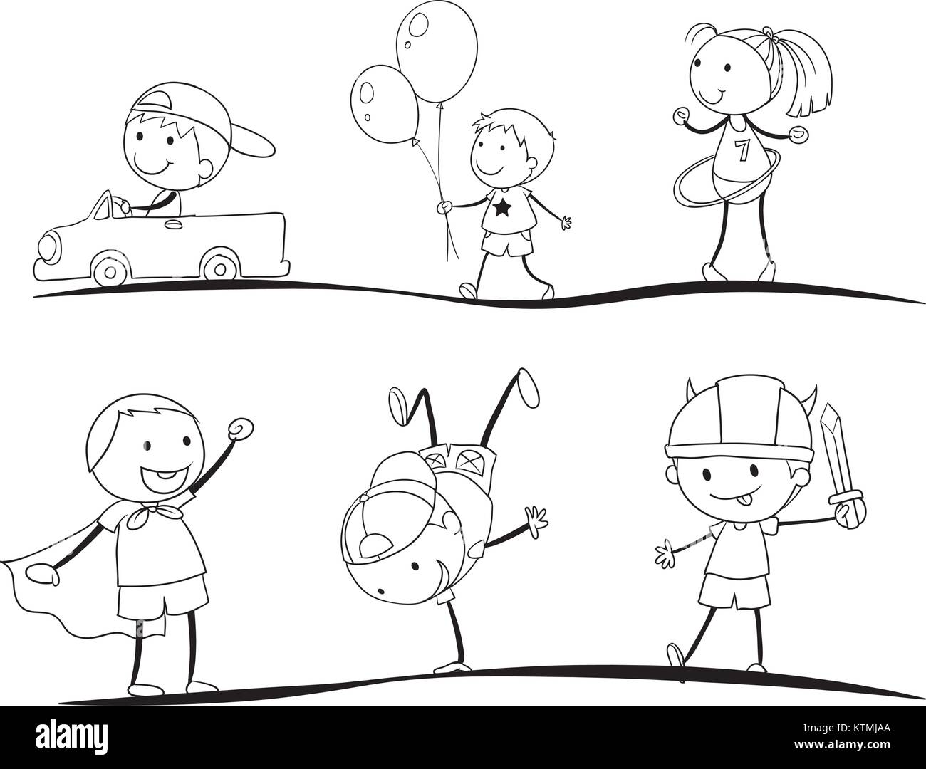 kids activity sketches on a white background Stock Vector Image & Art ...
