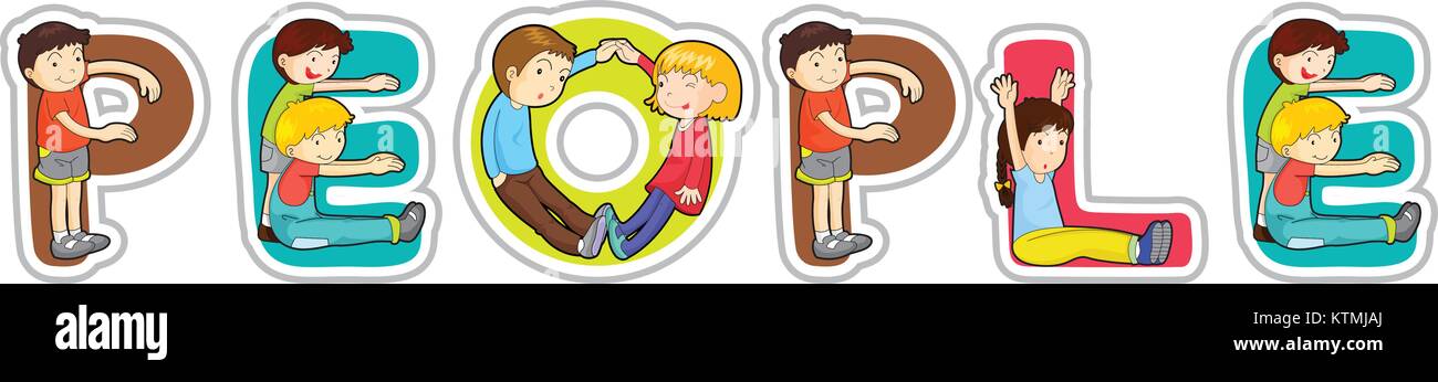 illustration of english word people on a white background Stock Vector ...
