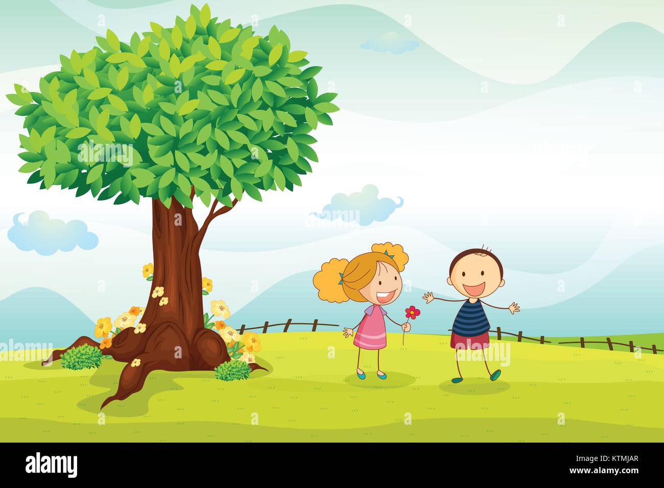 illustration of kids playing in the nature Stock Vector Image & Art - Alamy