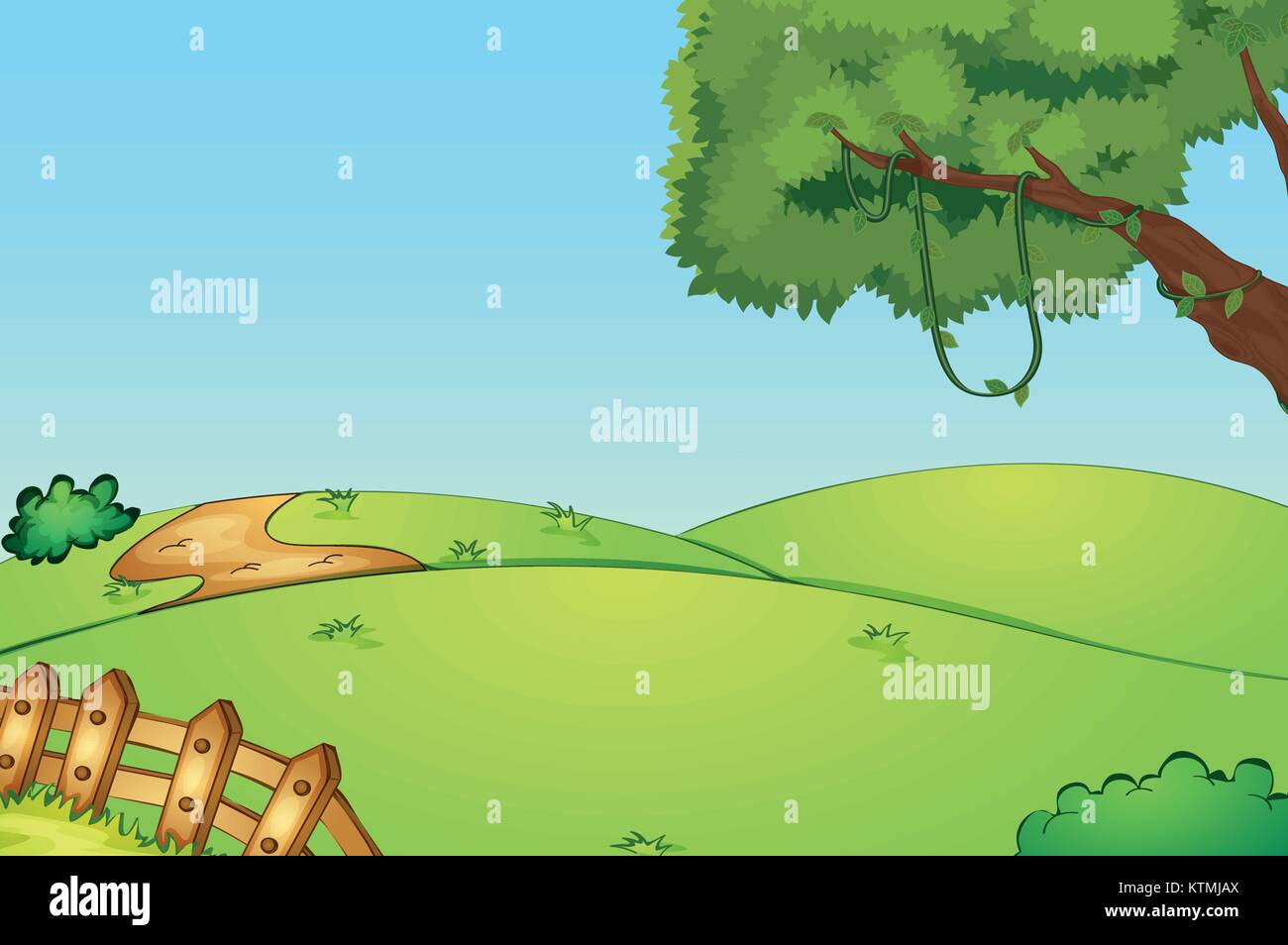 Illustration of a field and a fence Stock Vector Image & Art - Alamy