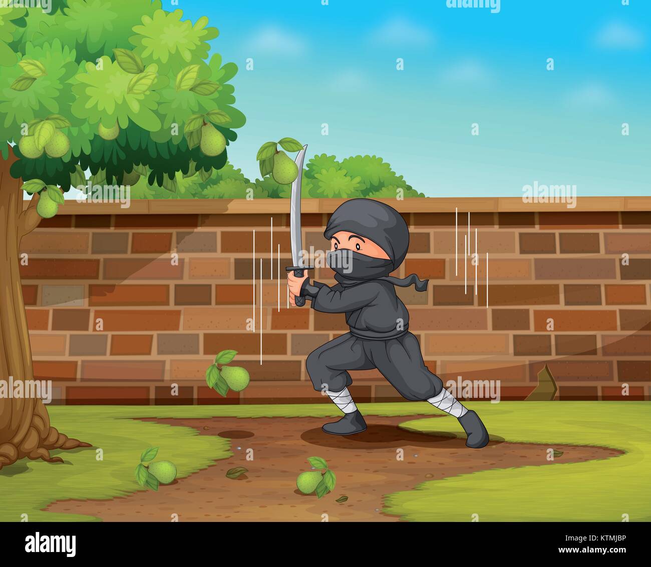 Illustration of a ninja in a garden Stock Vector Image & Art - Alamy