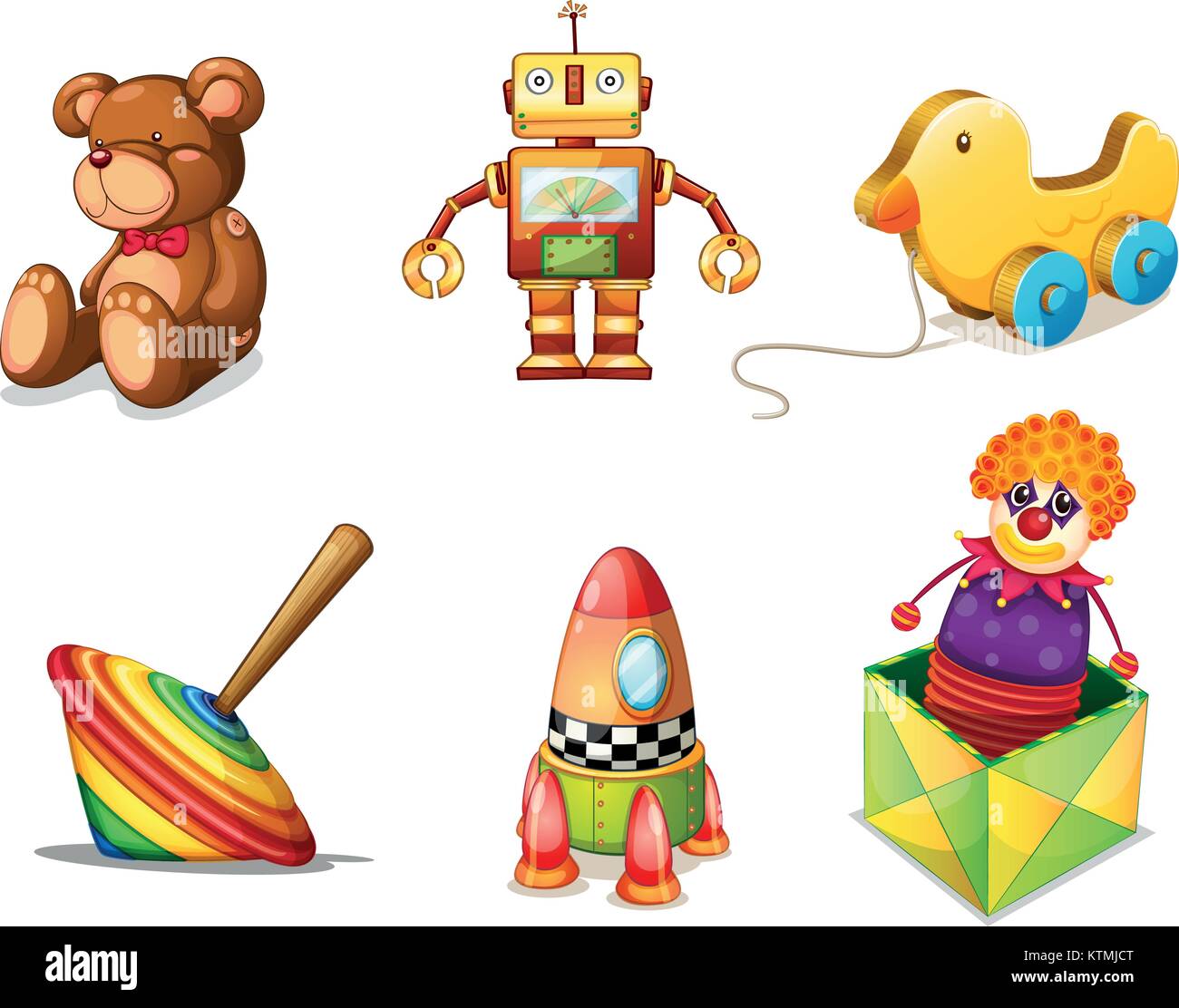 illustration of various toys on a white background Stock Vector Image ...