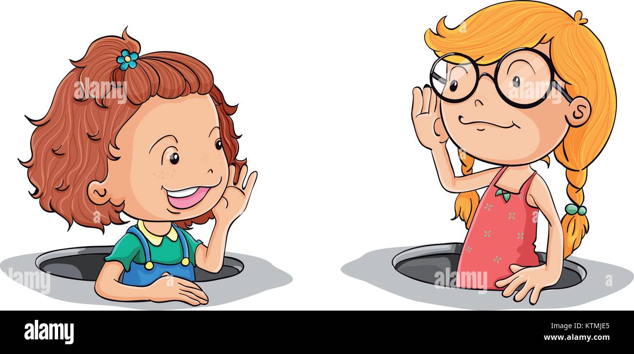 illustration of a girls talking on a white background Stock Vector ...