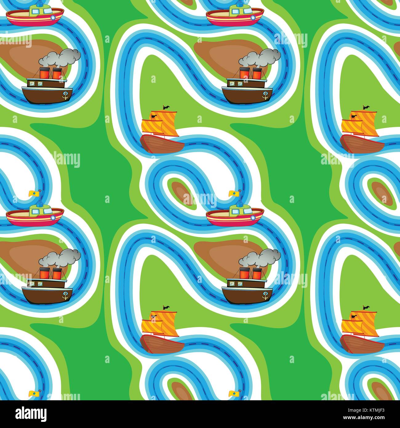 illustration of various ships on a colorful background Stock Vector ...