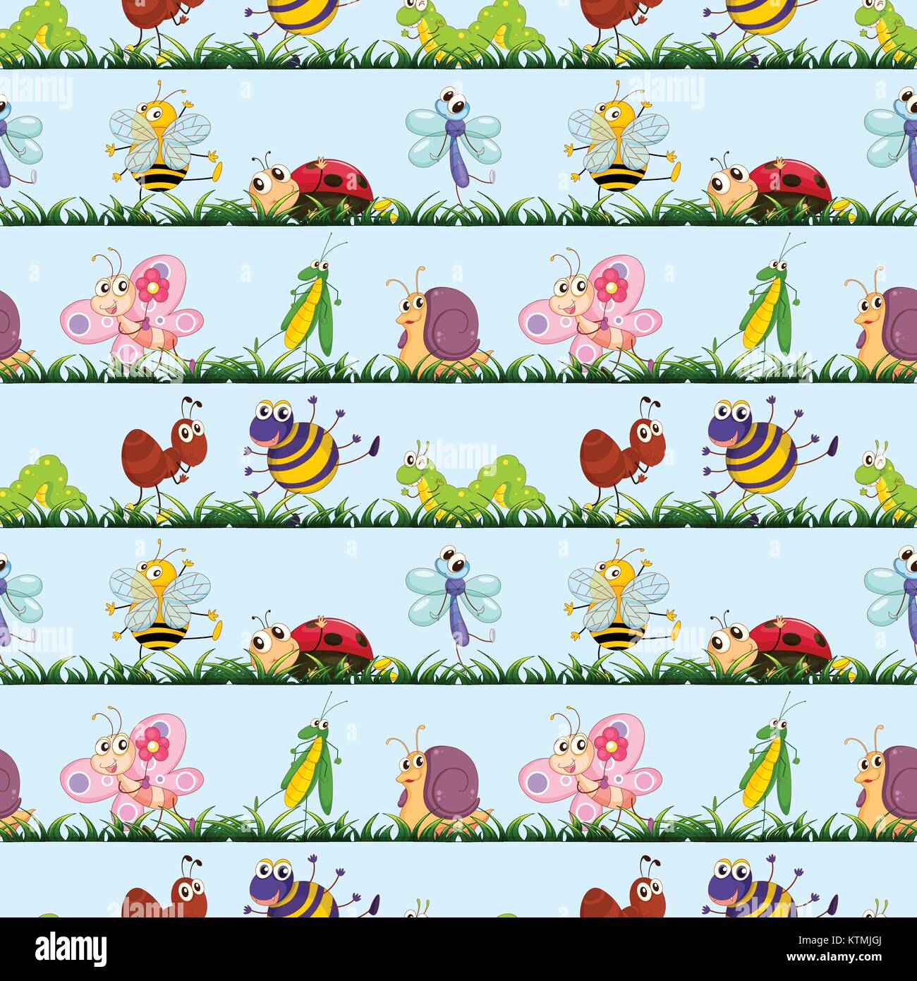 illustration of various insects on a blue background Stock Vector Image ...