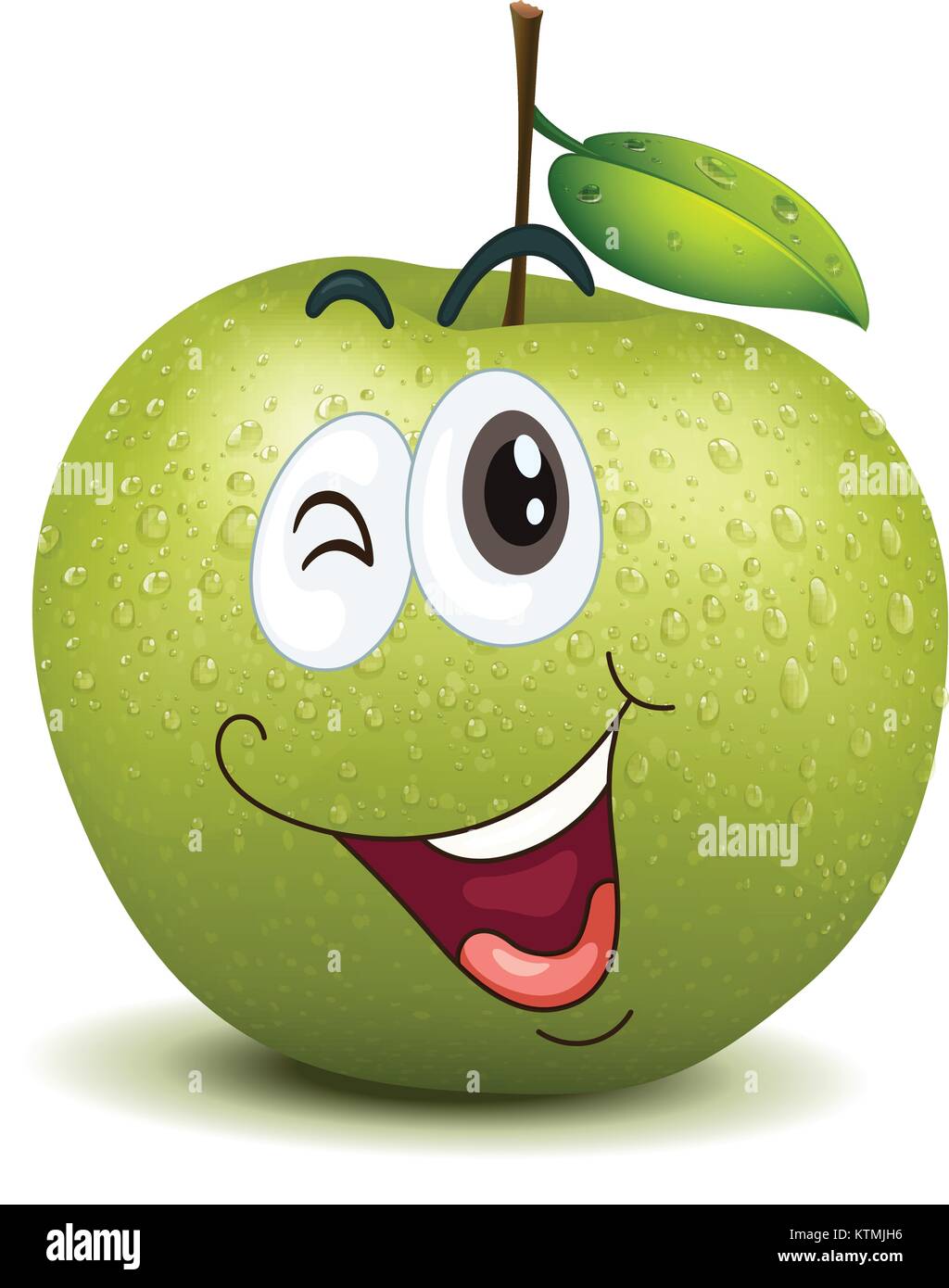 illustration of winking apple smiley on a white Stock Vector Image ...