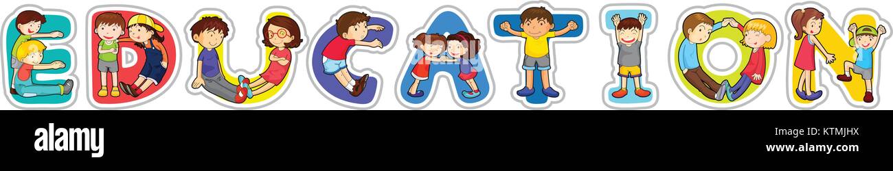 illustration of english word education on a white background Stock ...