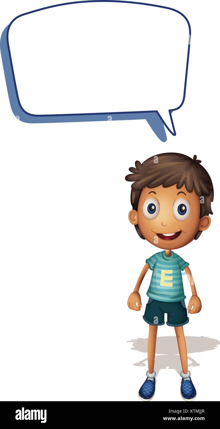 illustration of a boy and call out on a white background Stock Vector ...
