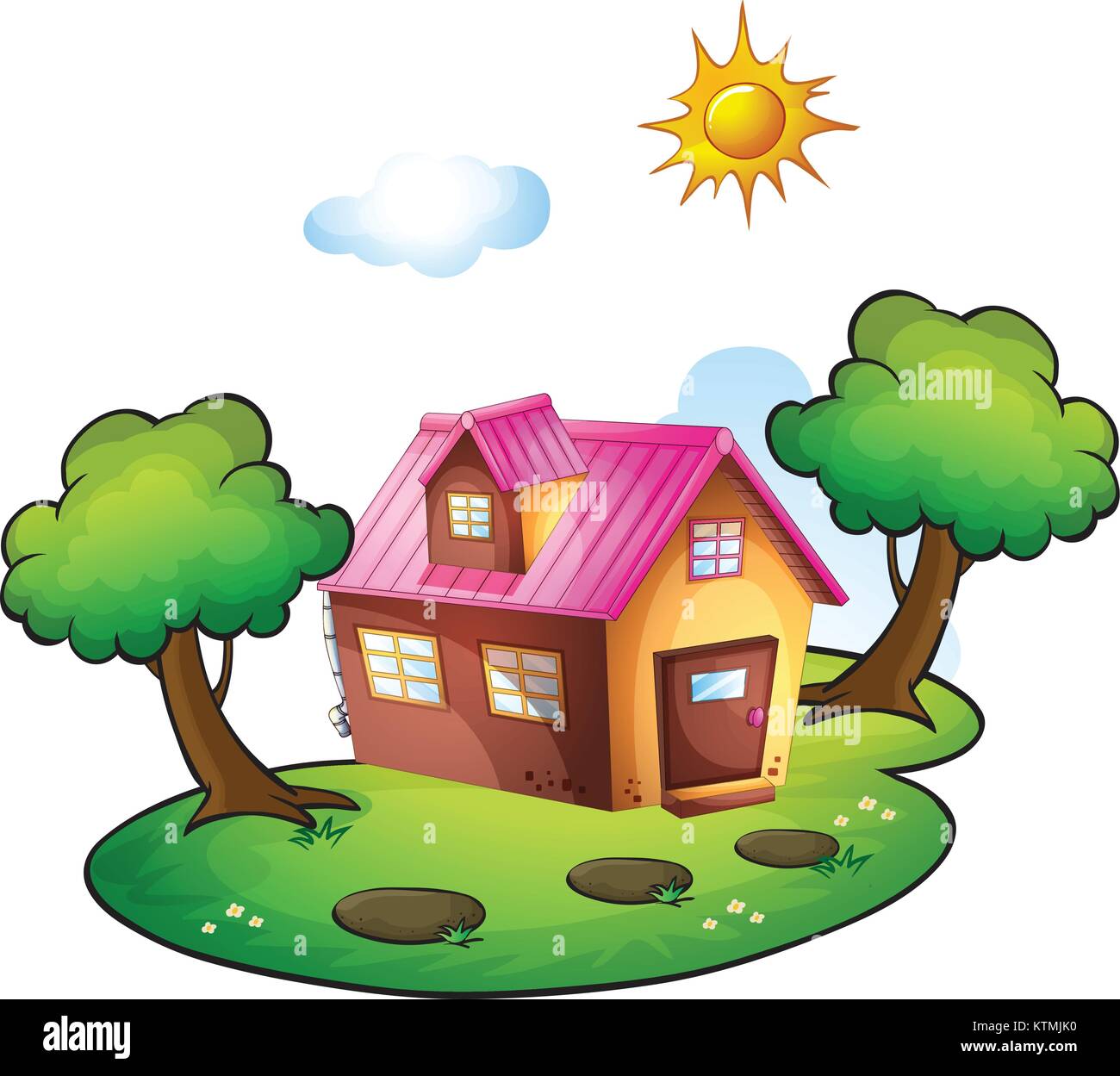 illustration of a house in a beautiful nature Stock Vector Image & Art ...