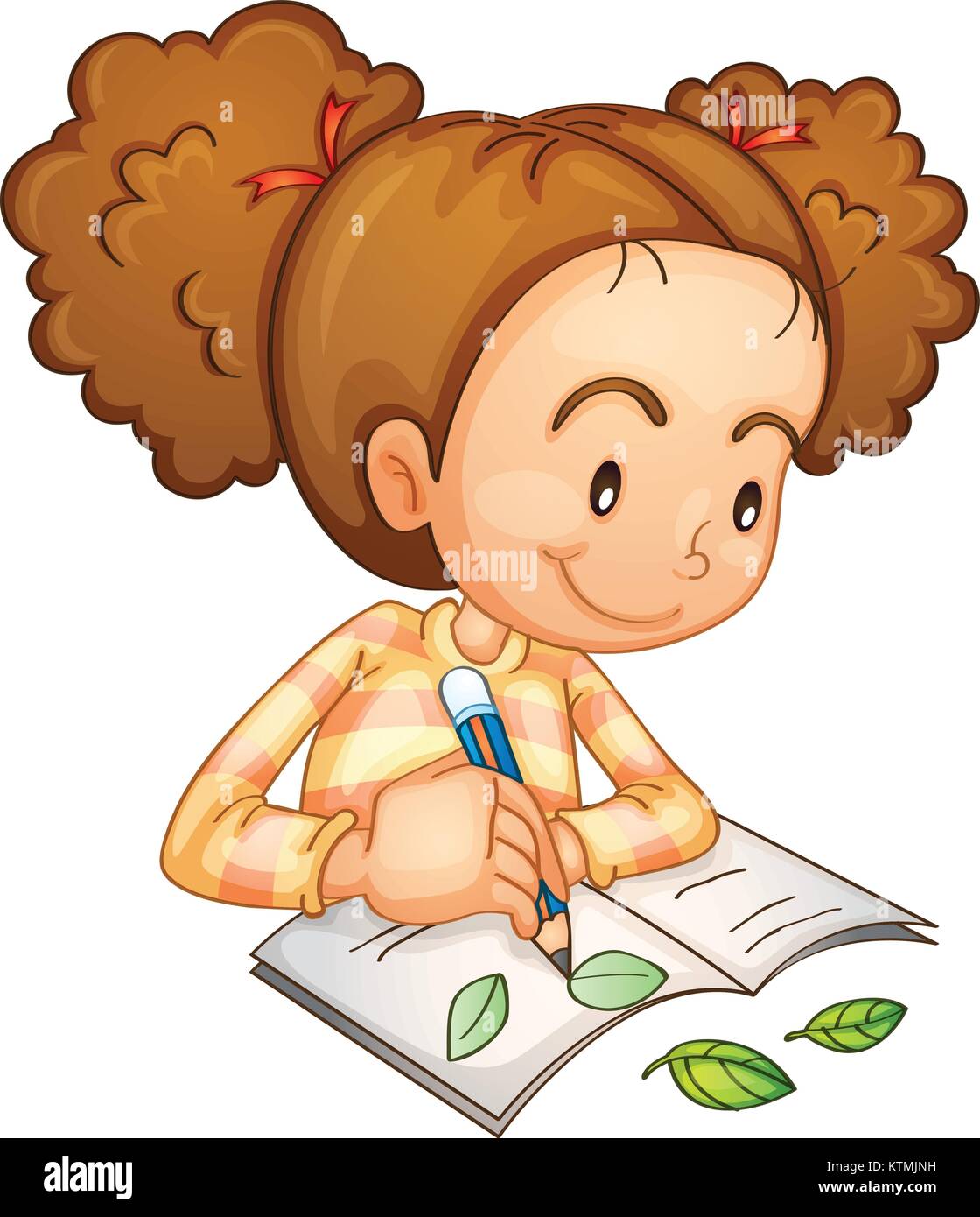 Illustration of a girl studying Stock Vector Image & Art - Alamy