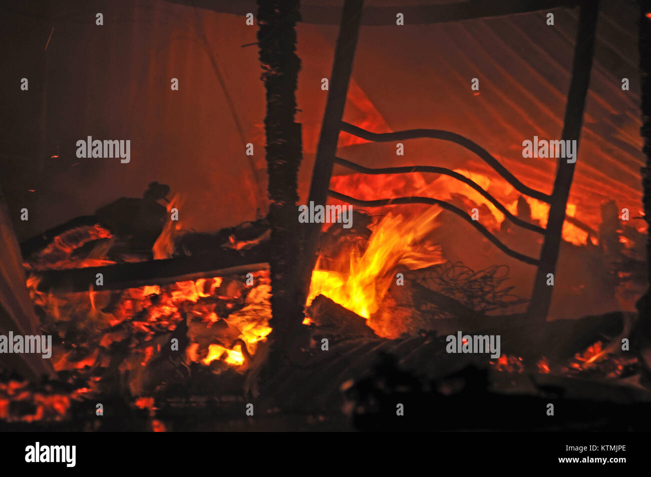 flames and smoke rise from burning house Stock Photo - Alamy