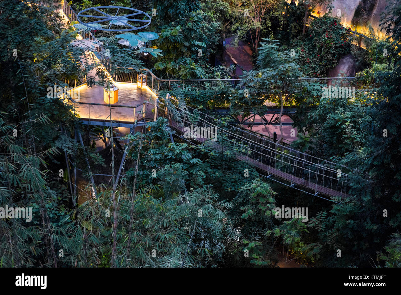 Lit sections of the Rainforest Biome at the Eden Project Stock Photo ...