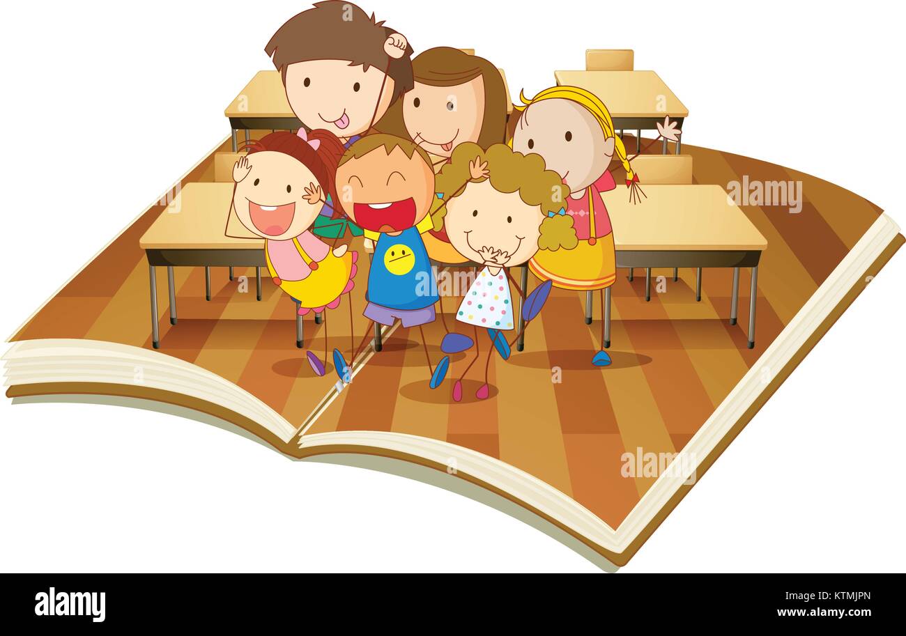 illustration of a kids studying in classroom Stock Vector Image & Art ...