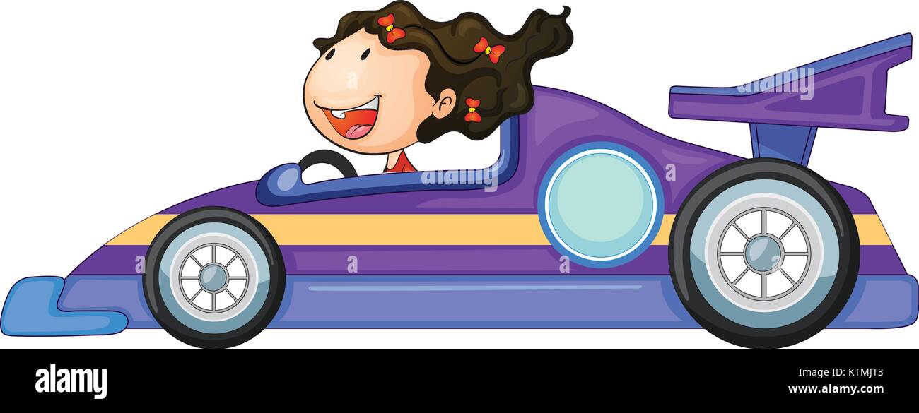 illustration of a girl driving a car on white Stock Vector Image & Art ...