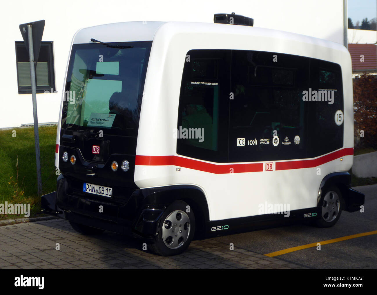 This image features a driverless bus in Bad Birnbach, Germany, in 2017 ...