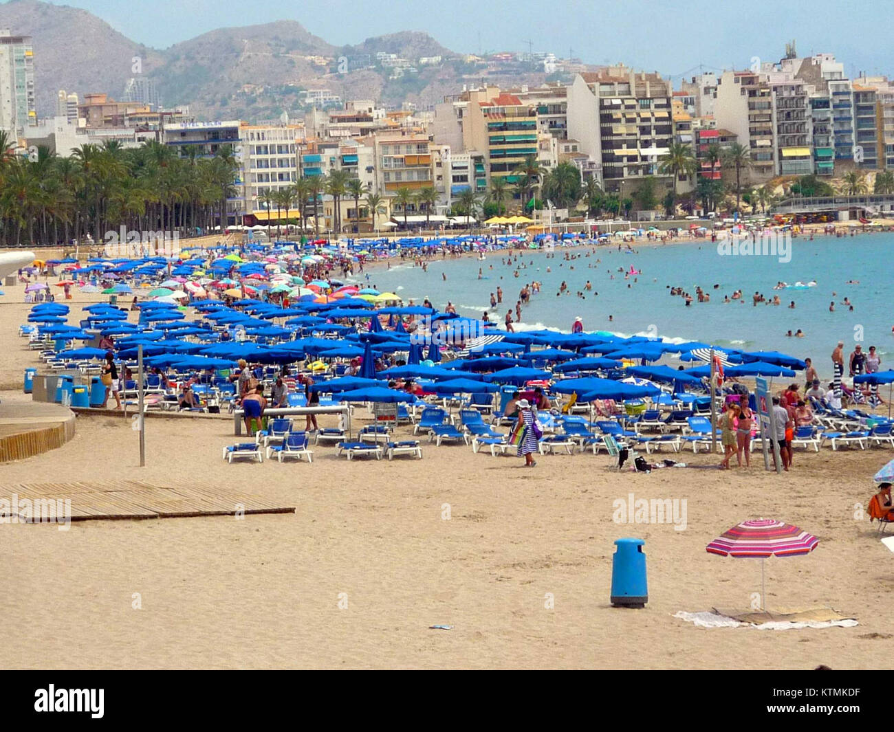 Playa de Poniente is one of the popular beaches in Benidorm, Spain ...