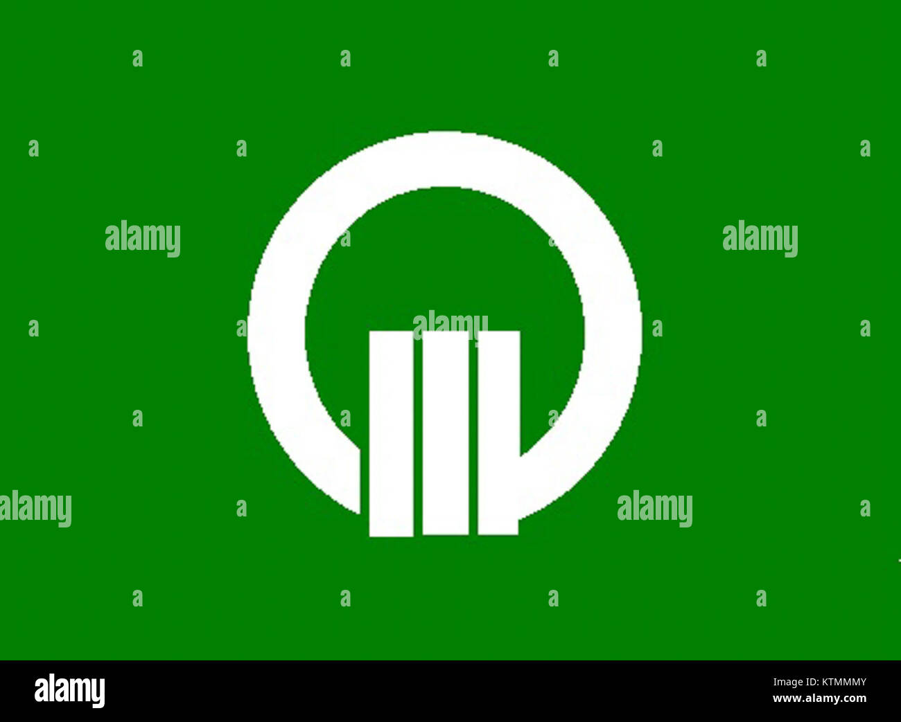 The flag of Matsukawa village in Nagano, Japan, represents the identity ...