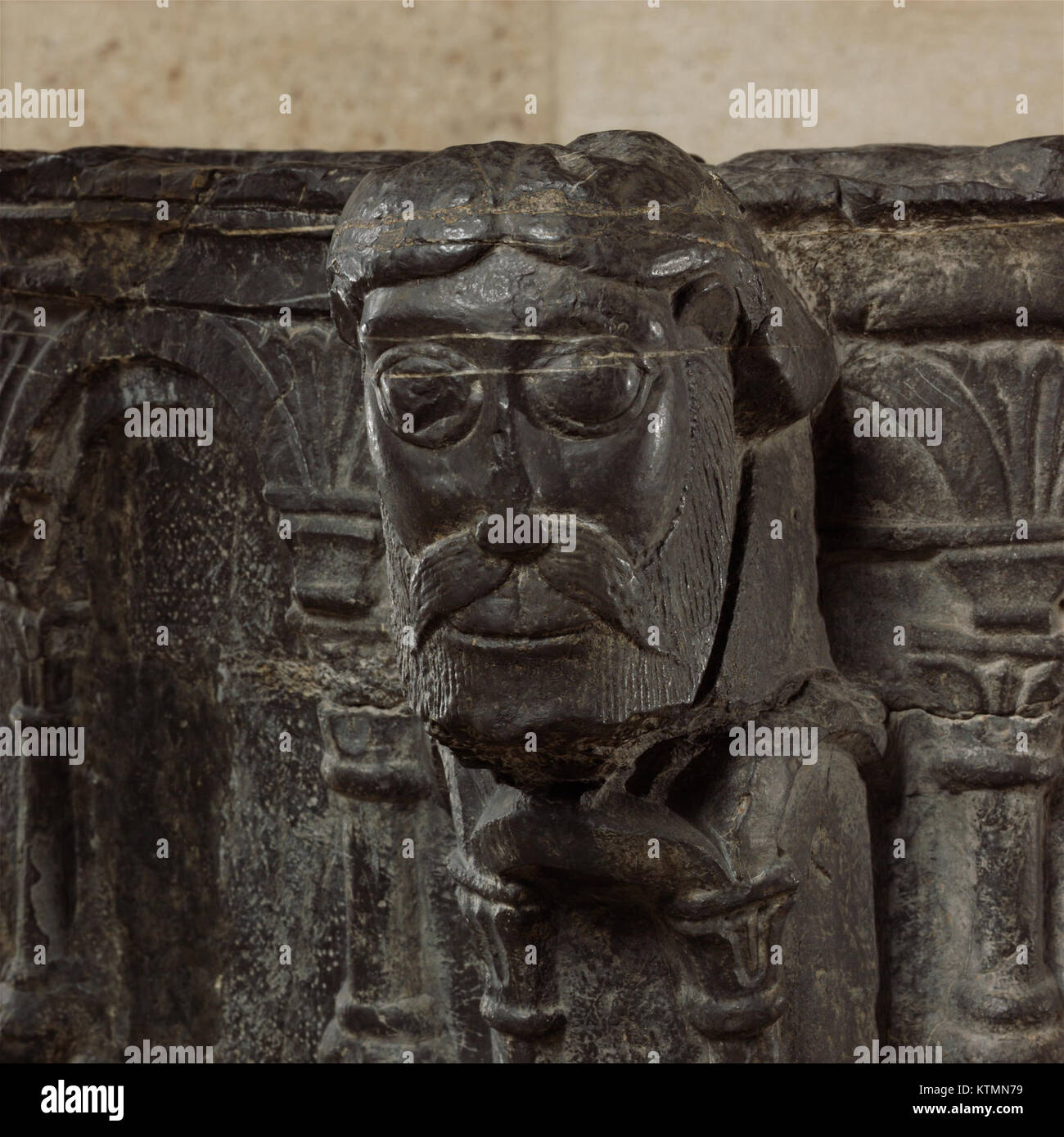 This image depicts a historical baptismal font from the collection of ...