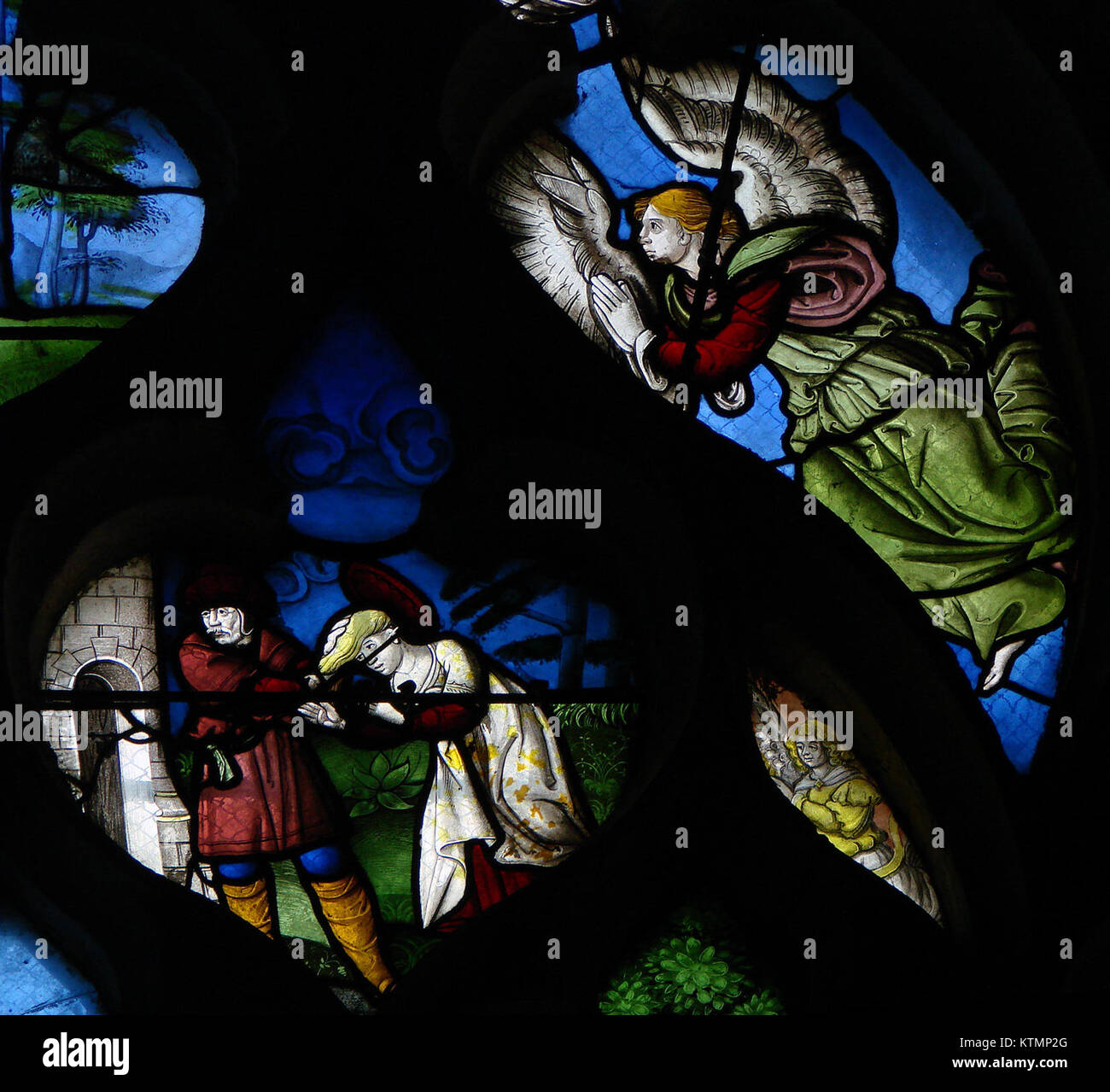 This image captures the stained glass windows of the St. Etienne Church ...