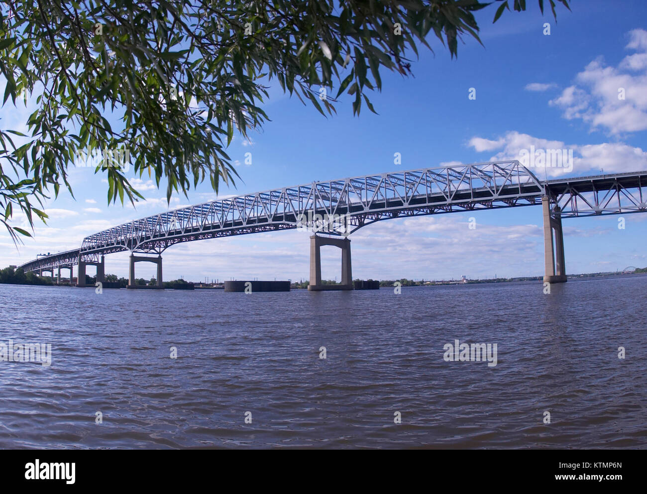 A photograph of the Betsy Ross Bridge, a significant suspension bridge ...
