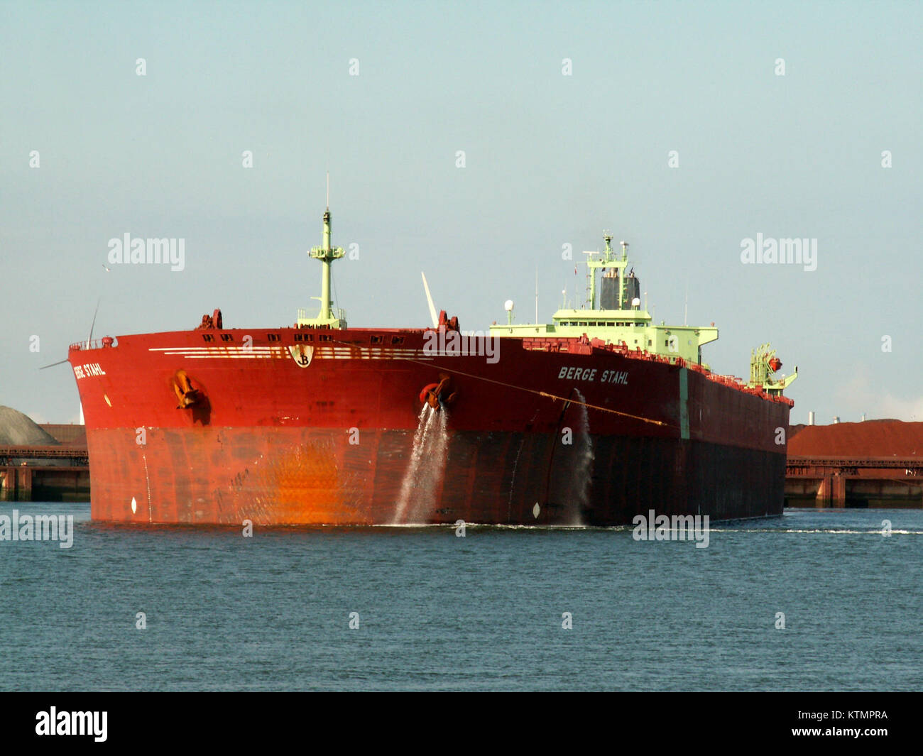 The image captures the Berge Stahl, a large bulk carrier ship, on July ...